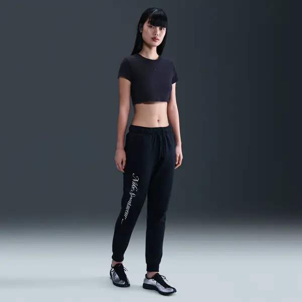 Nike Sportswear Club Fleece Mid-rise Graphic Pants - Black