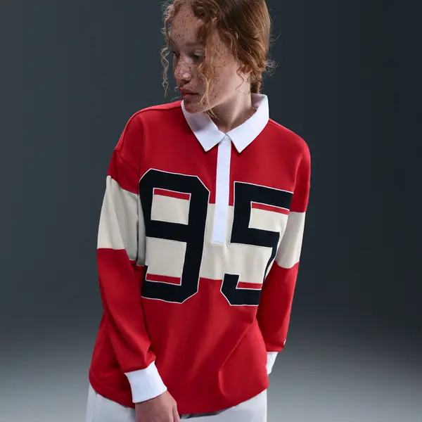 Nike Sportswear Long-sleeve Graphic Polo Top - Red