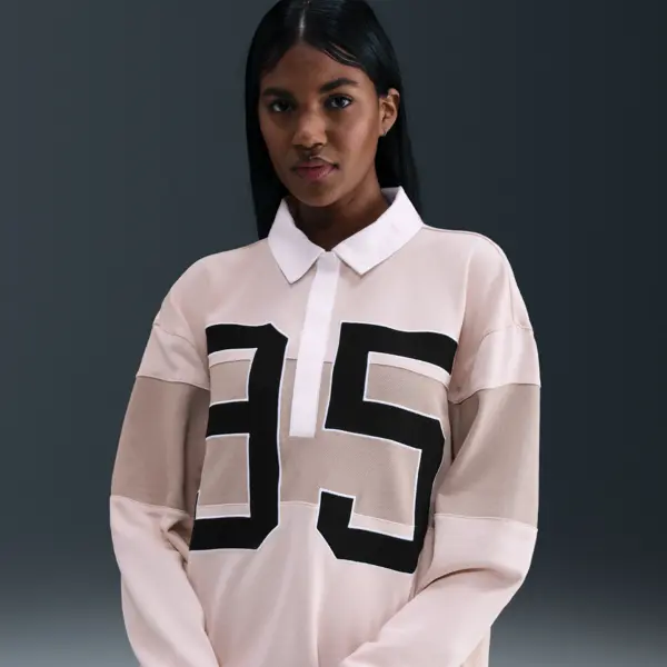 Nike Sportswear Long-sleeve Graphic Polo Top - Pink
