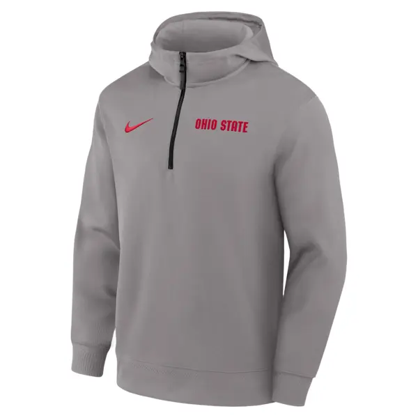 Nike Ohio State Coaches Premium Dri-fit College 1/4-zip Hoodie - Grey