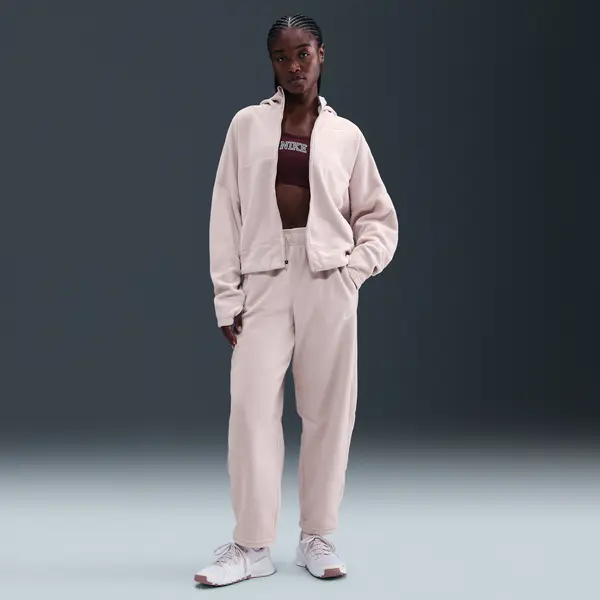 Nike One Therma-fit Mid-rise Fleece Pants - Pink