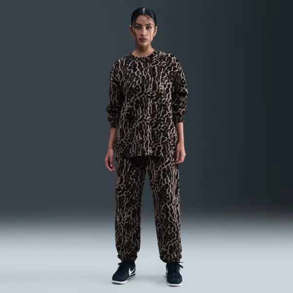 Nike Sportswear Phoenix Fleece High-waisted Oversized Printed Sweatpants - Black