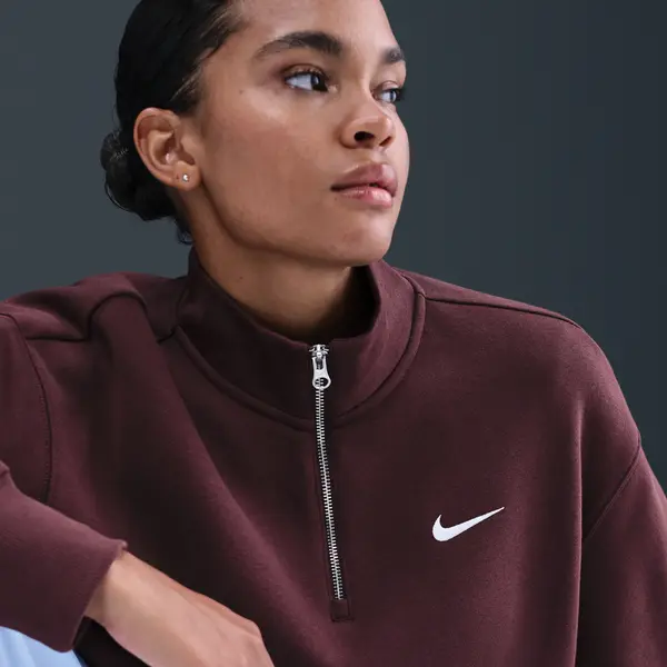 Nike Sportswear Phoenix Fleece Oversized 1/4-zip Long Sweatshirt - Red