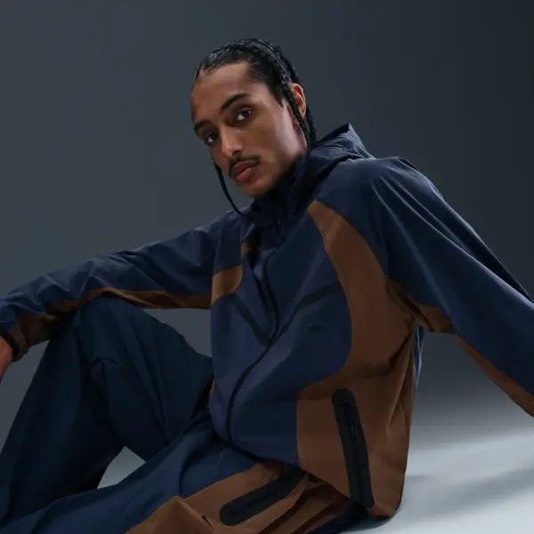Nike Tech Dri-fit Woven Color-block Windrunner Loose Jacket - Blue