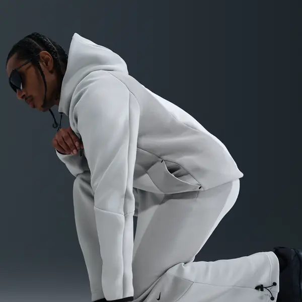 Nike Tech Color-block Open-hem Fleece Pants - Grey