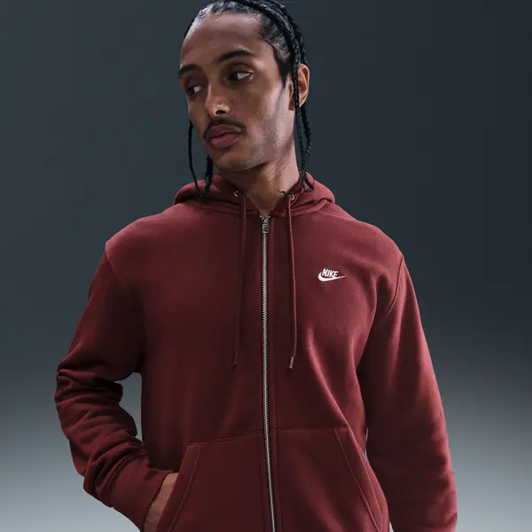 Nike Club Full-zip Fleece Hoodie - Red