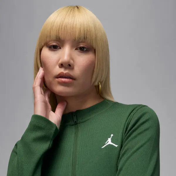 jordan women's 1/2 zip long sleeve knit dress Jordan 1/2-Zip Long-Sleeve Knit Dress In Green - 25% Off