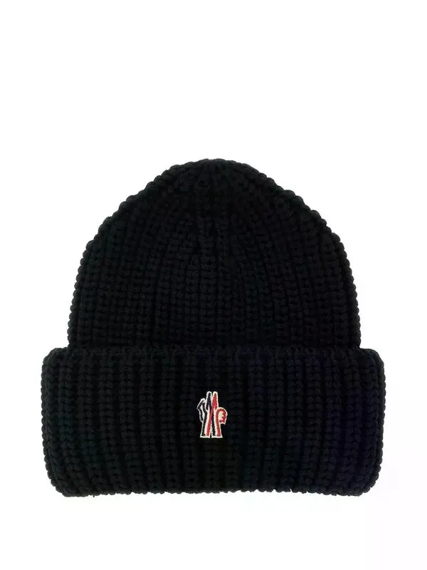 Moncler Logo-patch Ribbed Beanie - Black