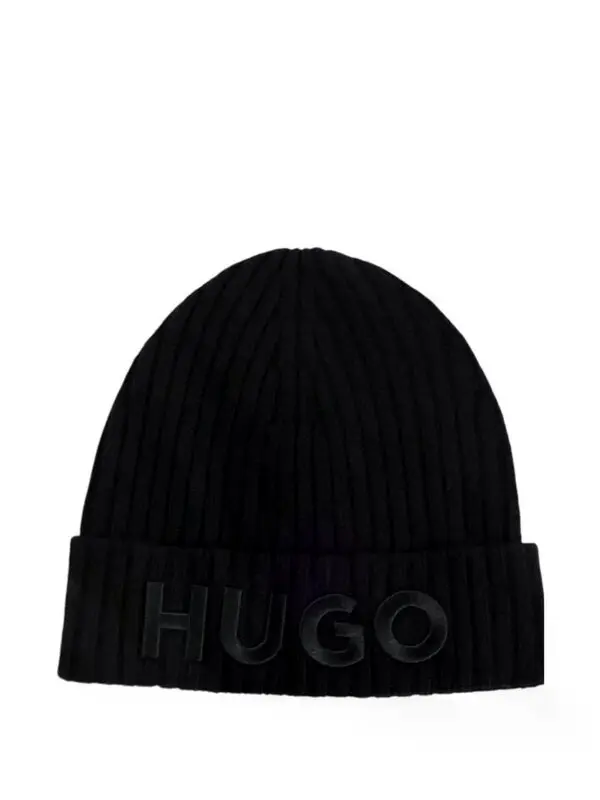 Hugo Boss Ribbed Beanie Hat - Black