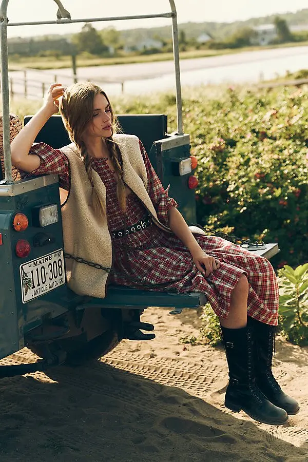 Anthropologie Faux-shearling Tie-front Vest - Ivory
