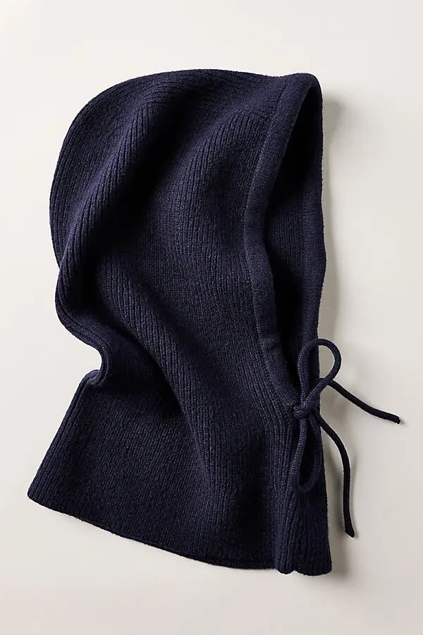 Anthropologie Ribbed Knit Hood - Navy