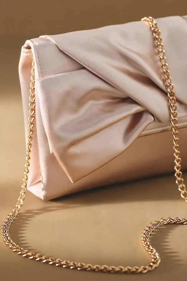 Badgley Mischka Jewel Sat Bow Clutch - Champagne