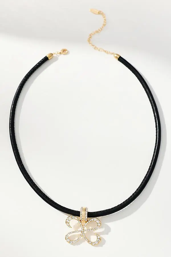 Maeve Pavé Cord Necklace - Black