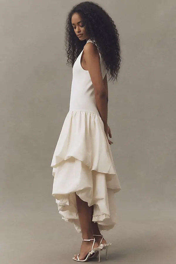Buy AMUR Eleonora Asymmetric Tiered Midi Dress - Ivory At 39% Off |  Editorialist