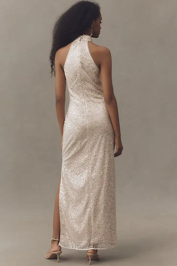 Bhldn High-neck Sequin Maxi Dress