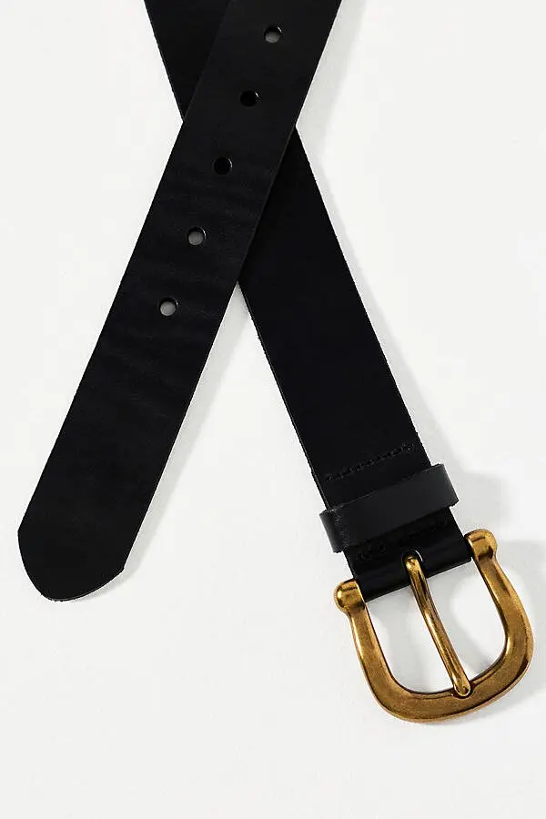 Anthropologie Leather Belt NEW! Size medium Black, Gold display picture 1