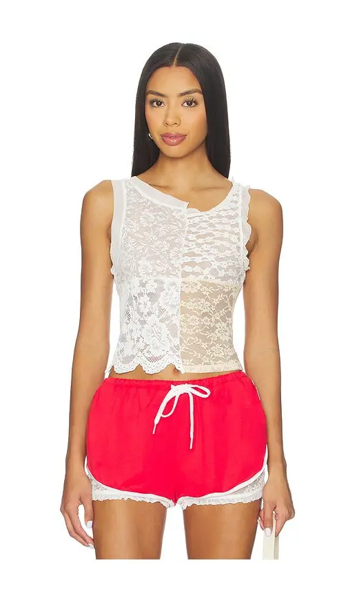 YUHAN WANG Patchwork Lace Tank Top