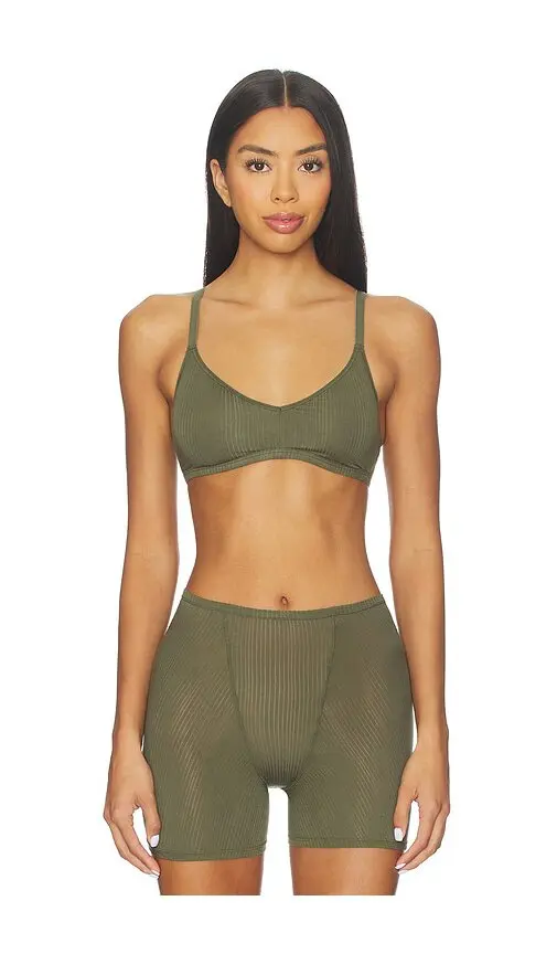 NEGATIVE UNDERWEAR Whipped Non Wire Bra In Army - Moss