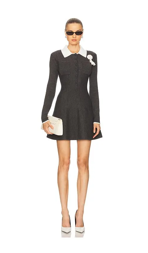 SELF-PORTRAIT Crochet Flower Collared Knit Mini Dress