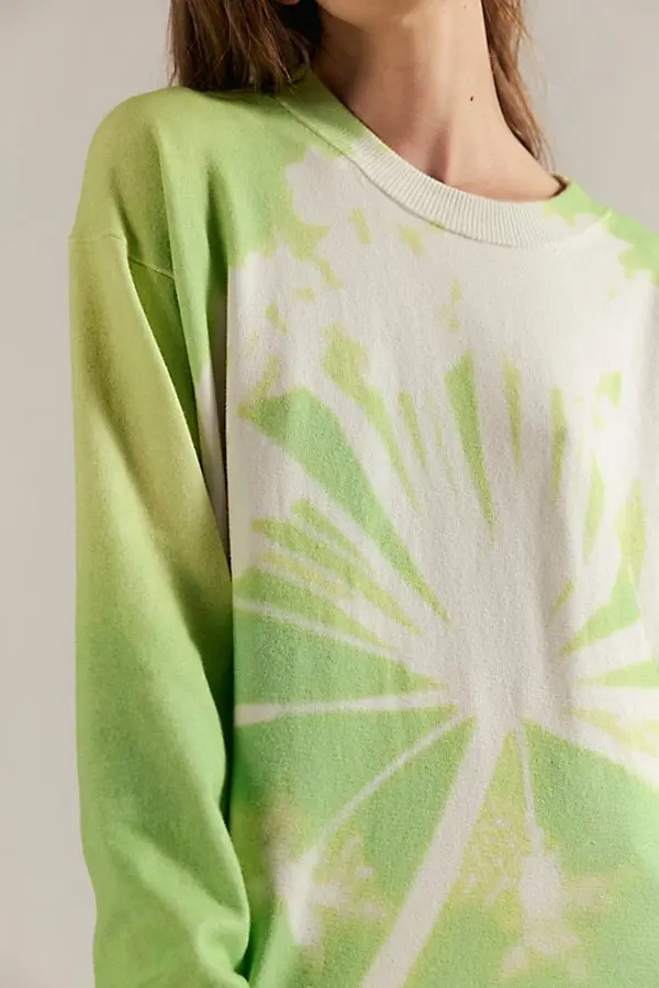 Free People We The Free Nouvelle Pattern Pullover - Lime Dandelion Combo