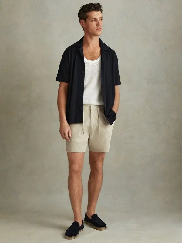 REISS Newmark Textured Drawstring Shorts