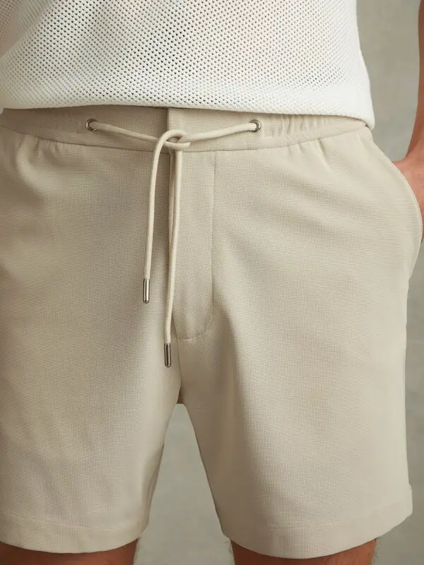 REISS Newmark Textured Drawstring Shorts