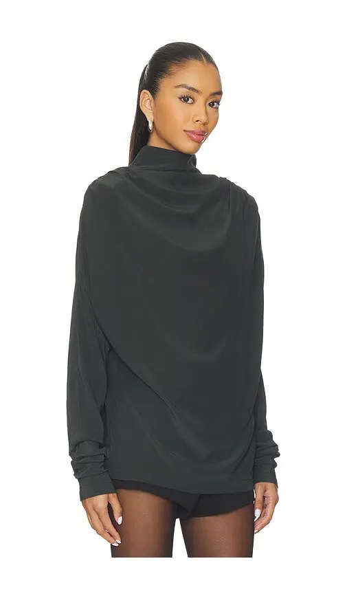 EAVES Saeunn Drape Neck Blouse - Grey