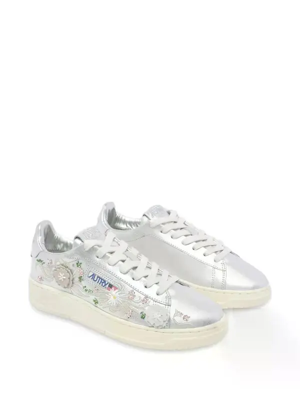 AUTRY Dallas Low Floral-embroidered Trainers - Silver
