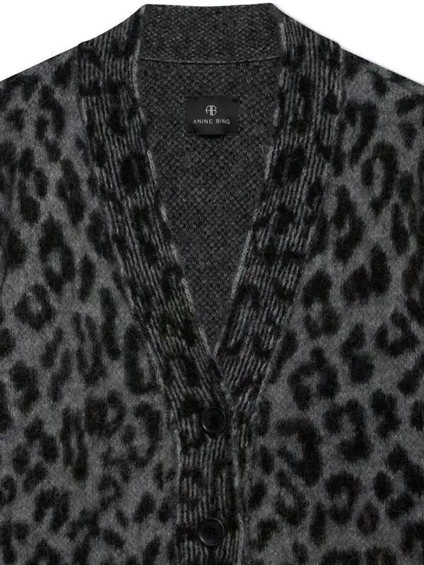 ANINE BING Leopard-pattern Button-up Cardigan
