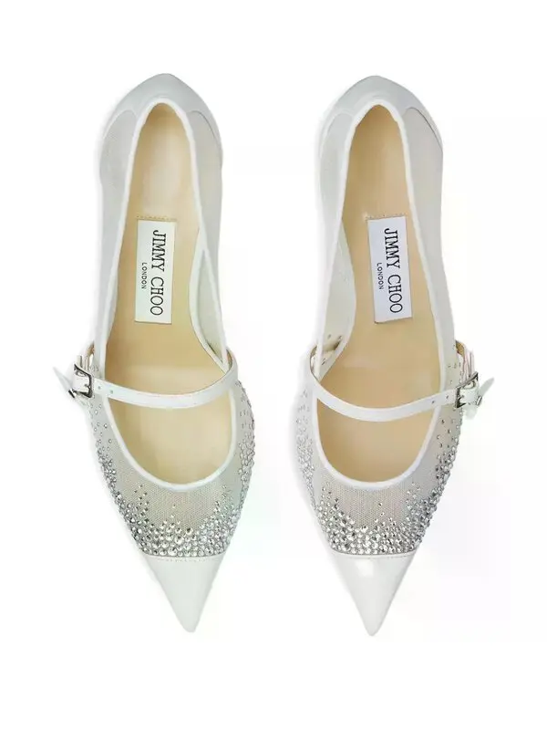 JIMMY CHOO 85mm Aren Crystal-embellished Mesh Pumps - White