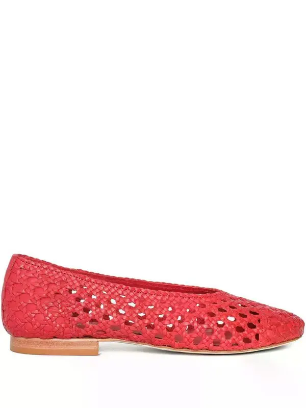STUDIO CHOFAKIAN Woven-leather Flat Pumps - Red