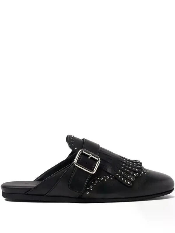 SCAROSSO Gaia Fringed Studded Mules