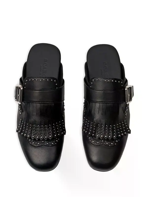 SCAROSSO Gaia Fringed Studded Mules