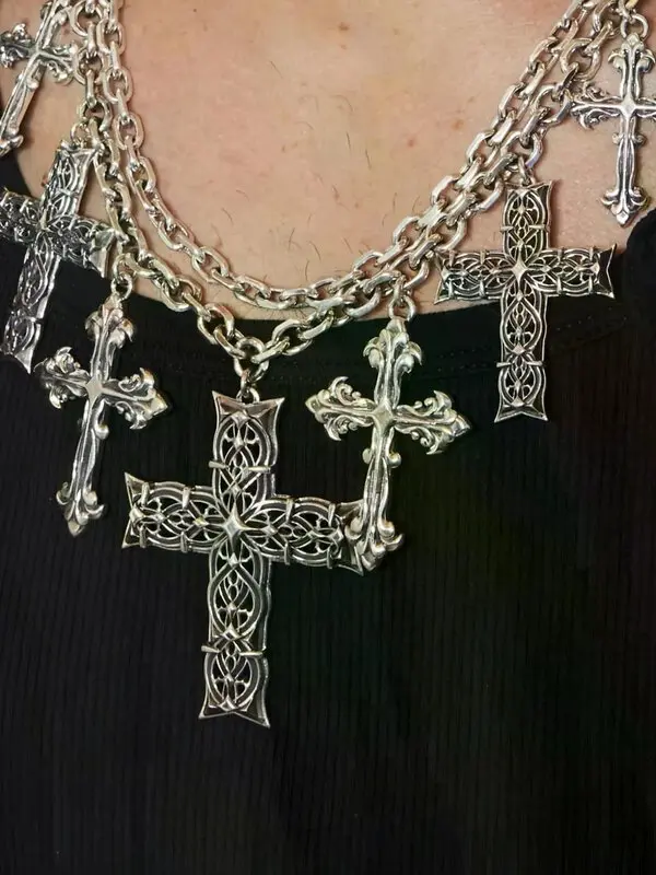 Emanuele Bicocchi Notre-dame Crosses Chain Necklace