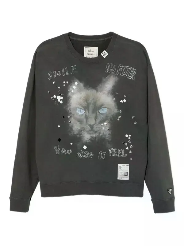 Mihara Yasuhiro Cat-print Sweatshirt - Grey