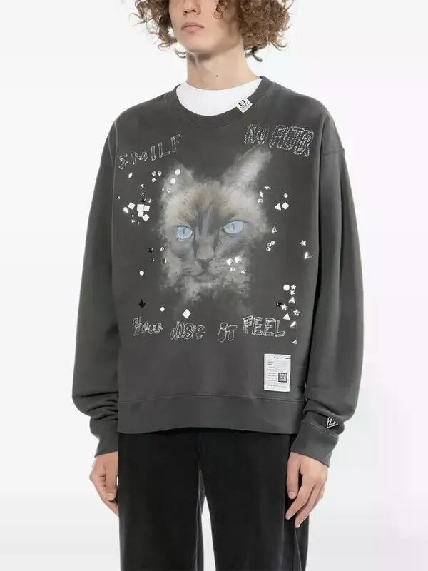 Mihara Yasuhiro Cat-print Sweatshirt - Grey