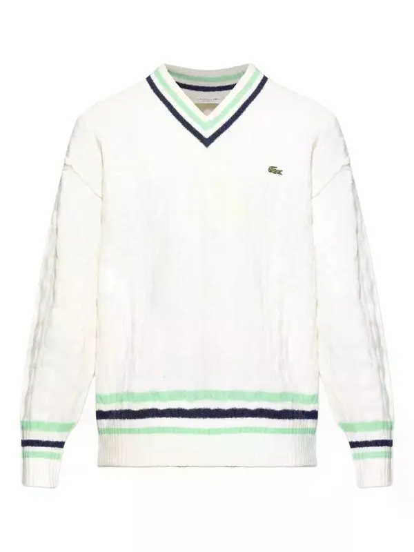Lacoste V-neck Cable-knit Jumper