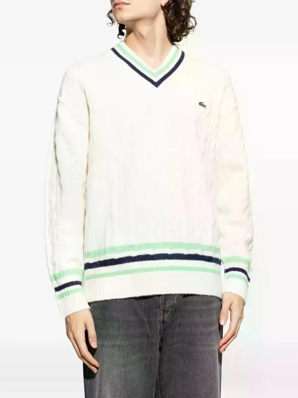 Lacoste V-neck Cable-knit Jumper