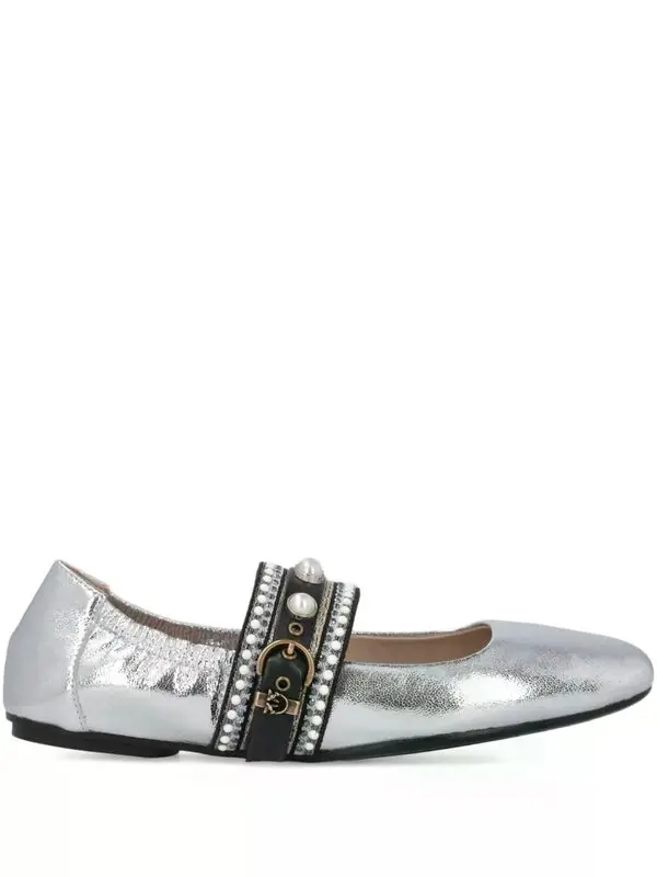 Pinko Pearl-embellished Buckle Ballet Flats