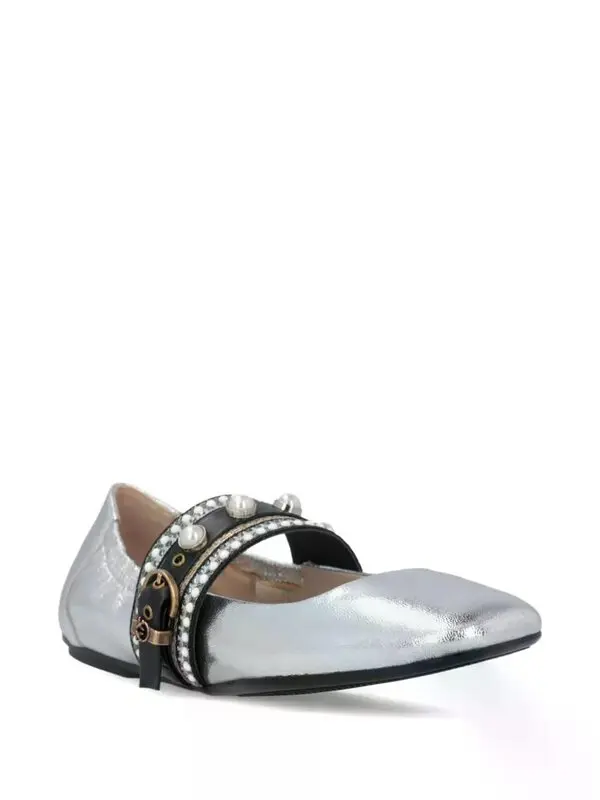 Pinko Pearl-embellished Buckle Ballet Flats
