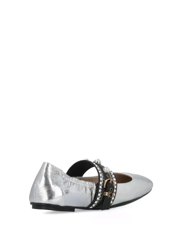 Pinko Pearl-embellished Buckle Ballet Flats
