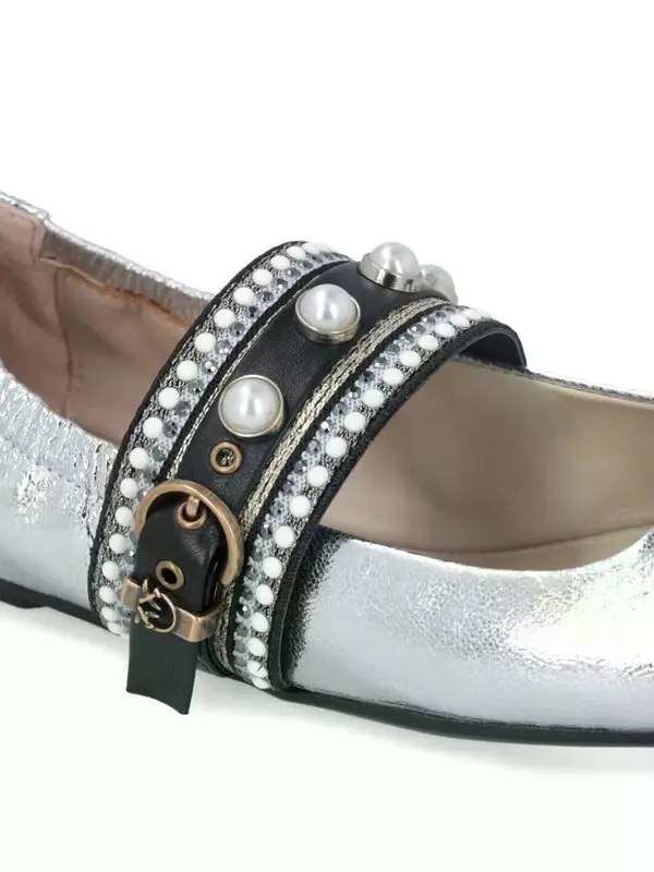 Pinko Pearl-embellished Buckle Ballet Flats
