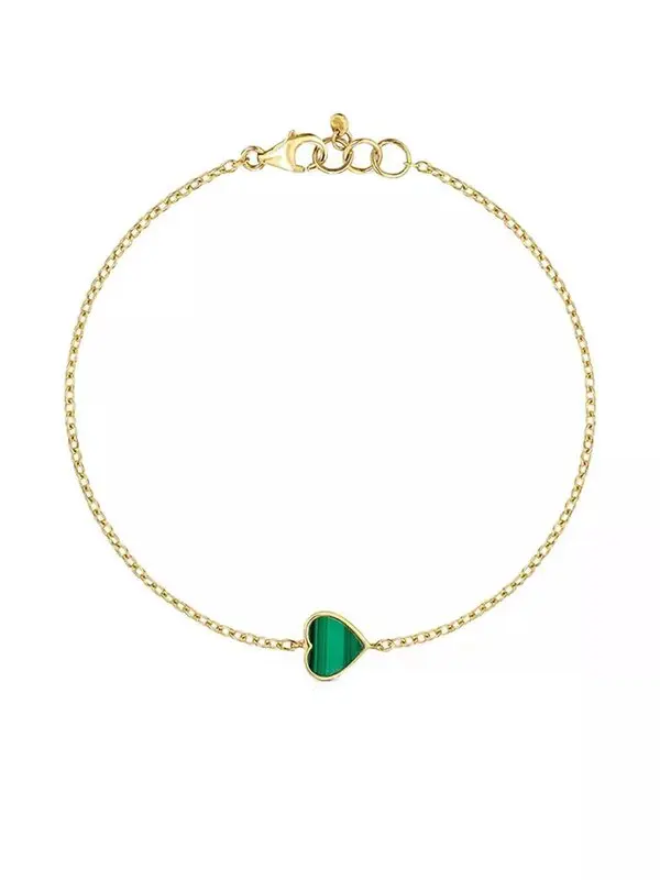 TOUS 14k Yellow Malachite Heart-charm Bracelet - Gold