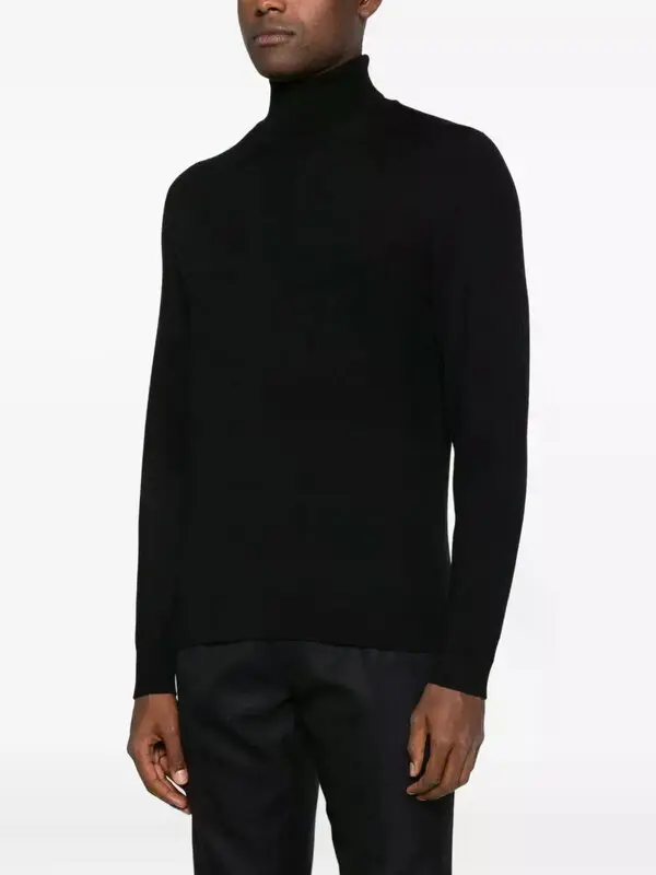 GRAN SASSO Roll-neck Fine Knit Sweater - Black
