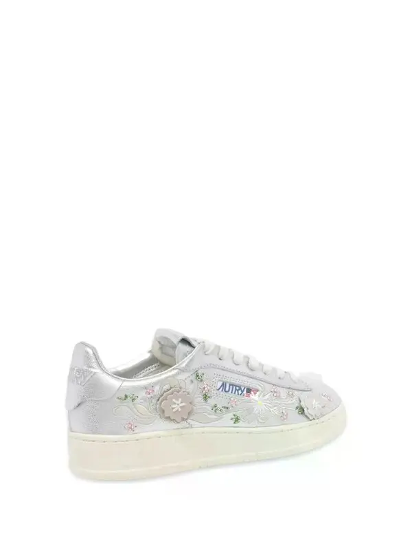 AUTRY Dallas Low Floral-embroidered Trainers - Silver