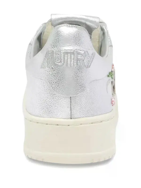 AUTRY Dallas Low Floral-embroidered Trainers - Silver