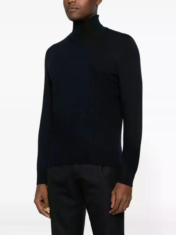 GRAN SASSO Roll-neck Fine Knit Sweater - Blue