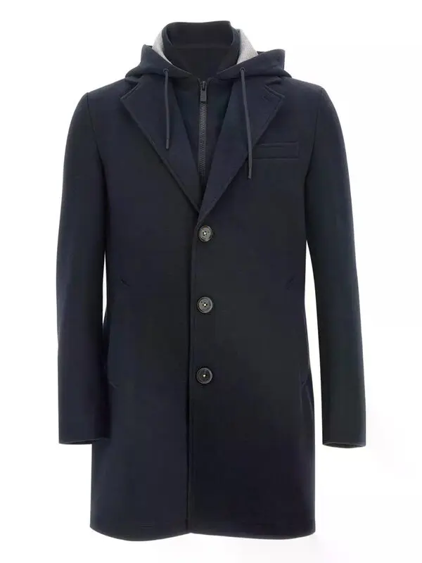 MANUEL RITZ Hooded Button-up Coat - Blue