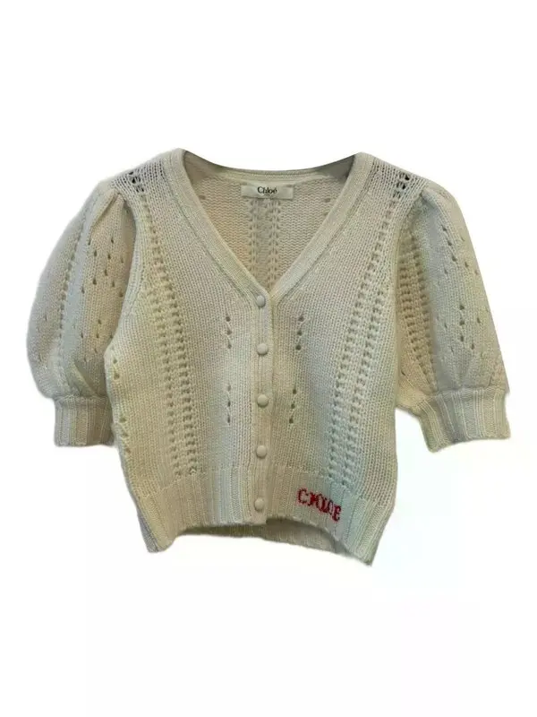 Chloé Button Puff-sleeve Cardigan