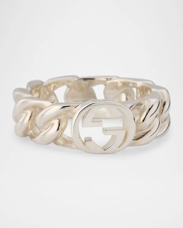 Gucci Sterling Interlocking G Chain Ring - Silver